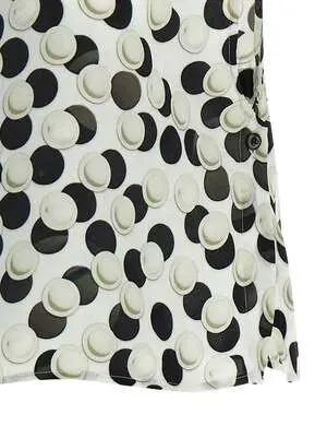 Fendi Jacquard Polka Dot Silk Cropped Shirt