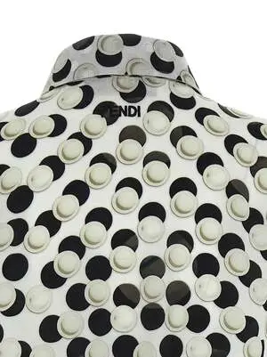 Fendi Jacquard Polka Dot Silk Cropped Shirt