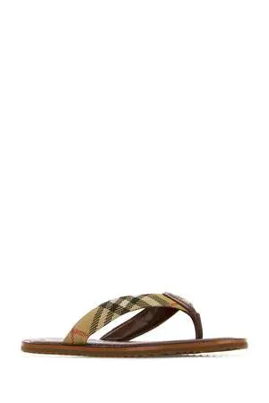Burberry Embroidered Fabric Thong Slippers - Multicolor
