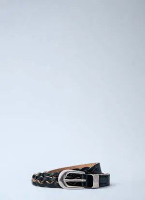 Our Legacy 2 Cm Braided Leather Belt With Metal Buckle - Black
