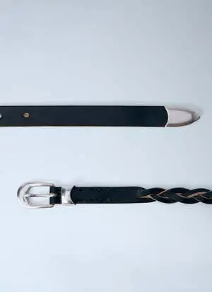 Our Legacy 2 Cm Braided Leather Belt With Metal Buckle