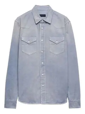 Prada Washed Gabardine Vintage-effect Shirt - Blue