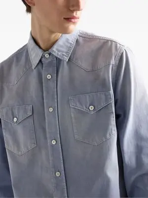 Prada Washed Gabardine Vintage-effect Shirt - Blue