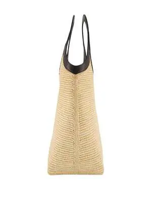 COURREGES Raffia Tote Bag With Leather Trim