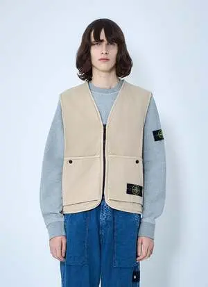 Stone Island Cotton Twill Utility Vest - Cream