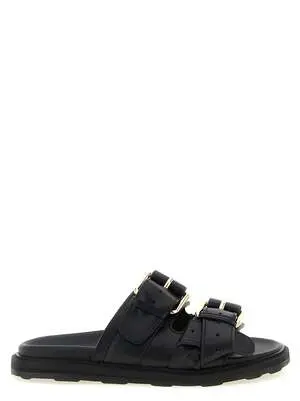 Moschino Double Strap Flatform Sandals - Black