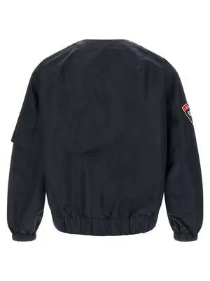 Kenzo Collarless Nylon Bomber Jacket With Patch Embellishments