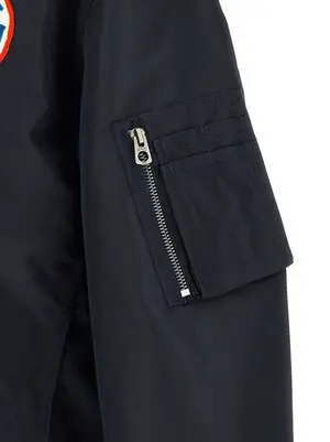Kenzo Collarless Nylon Bomber Jacket With Patch Embellishments