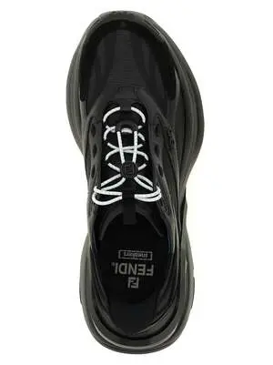Fendi F-light Sneakers With Ff Pattern Laces - Black