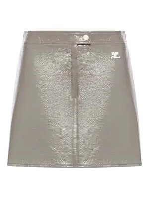COURREGES Miniskirt With Logo Detail - Brown