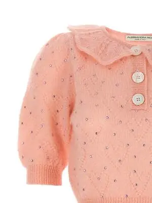 Alessandra Rich Mohair Blend Rhinestone Sweater