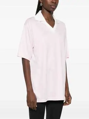 COURREGES V-neck T-shirt With Embroidered Logo