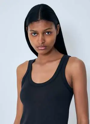 LEMAIRE Ribbed Cotton Racerback Tank - Black