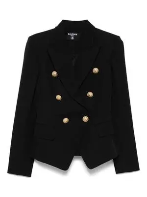 Balmain Double-breasted Wool Fitted Jacket - Black