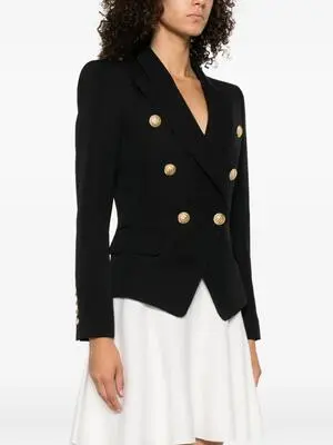 Balmain Double-breasted Wool Fitted Jacket - Black