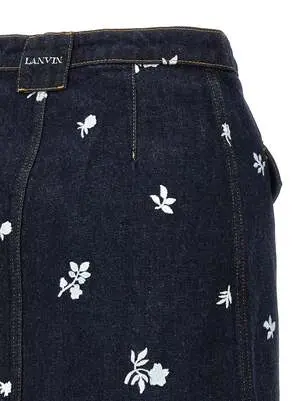 LANVIN Embroidered Denim Wrap Skirt