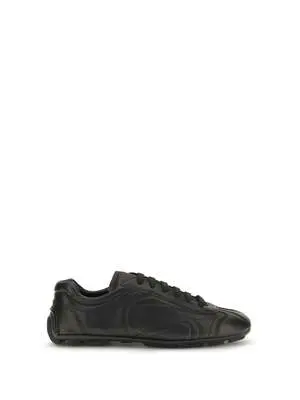 Prada Speedrock Mesh And Leather Trim Sneakers - Black