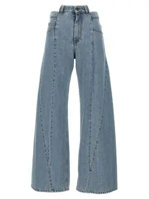MAISON MARGIELA Asymmetrical Waist Wide Leg Jeans - Blue