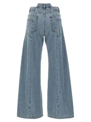 MAISON MARGIELA Asymmetrical Waist Wide Leg Jeans - Blue