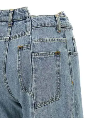 MAISON MARGIELA Asymmetrical Waist Wide Leg Jeans - Blue