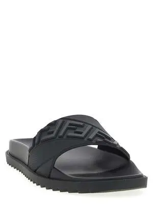 Fendi Diagonal Ff Logo Band Slides