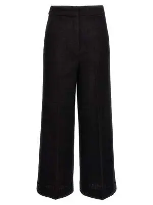 Moschino Cropped Bouclè Wool Blend Pants - Black