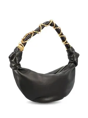 Saint Laurent Amalia Mini Hobo Bag In Lambskin With Gold Tone Chain Detail - Black