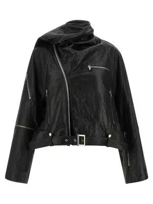 Rick Owens Cropped Scarf Flight Jacket - Black