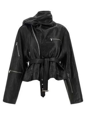 Rick Owens Cropped Scarf Flight Jacket - Black