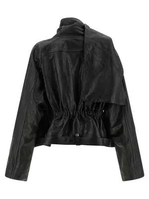 Rick Owens Cropped Scarf Flight Jacket - Black