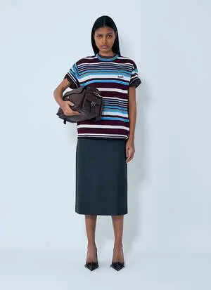 Prada Striped Crewneck T-shirt - Red