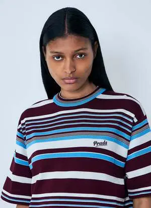 Prada Striped Crewneck T-shirt - Red