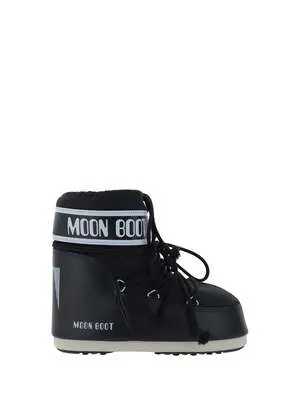 Moon Boot Icon Low Faux Fur Trimmed Lace-up Boots - Black