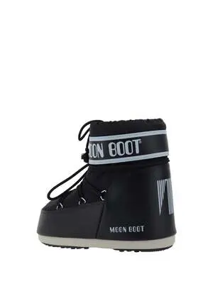 Moon Boot Icon Low Faux Fur Trimmed Lace-up Boots - Black