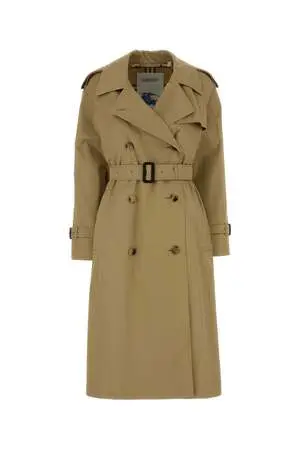 Burberry Beige Gabardine Trench Coat - Brown