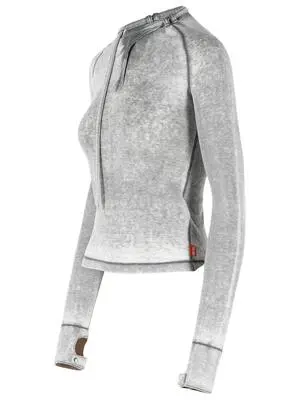 DIESEL® Ribbed Fitted Pullover With Partial Zip - Gray