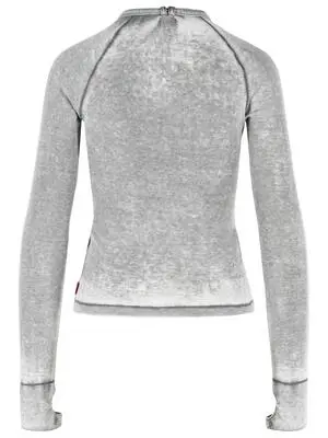 DIESEL® Ribbed Fitted Pullover With Partial Zip - Gray