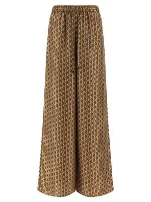 Max Mara Silk Printed Wide-leg Trousers - Brown