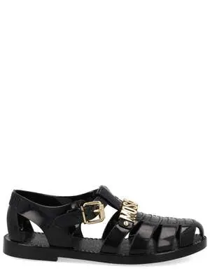 Moschino Jelly Sandals With Gold Tone Logo
