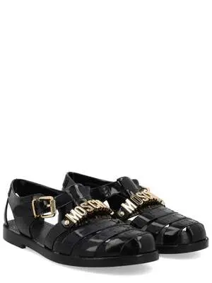 Moschino Jelly Sandals With Gold Tone Logo