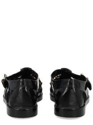 Moschino Jelly Sandals With Gold Tone Logo