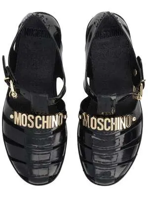 Moschino Jelly Sandals With Gold Tone Logo