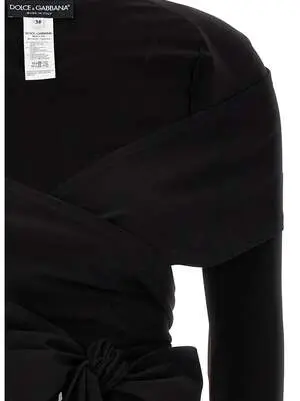Dolce & Gabbana Stretch Fabric Cropped Top With Bow Detail