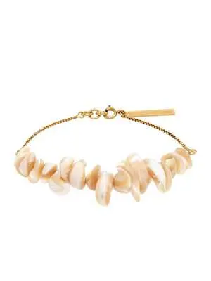 Dries Van Noten Irregular Shell And Brass Chain Bracelet - Silver