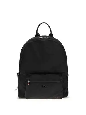 Kiton Nylon Backpack With Metallic Logo - Black