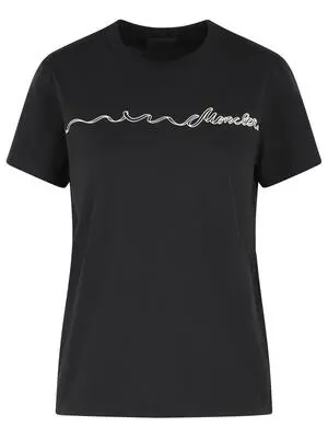 Moncler Cotton T-shirt With Contrast Print And Logo Patch