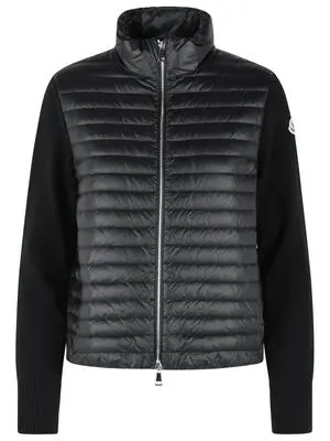 Moncler Padded Virgin Wool Cardigan With Zip Closure
