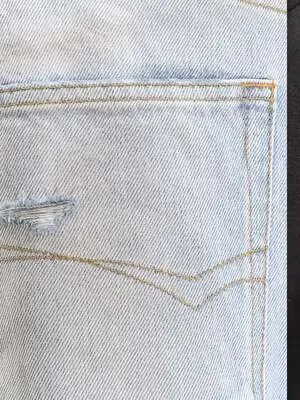 Balenciaga Wide Leg Distressed Jeans - Blue