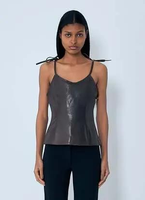 Our Legacy Leather Corset Tank Top - Brown