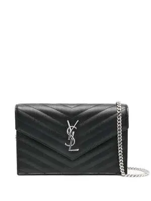 Saint Laurent Cassandre Envelope Chain Wallet - Black